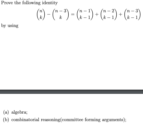 Solved Prove the following identity | Chegg.com