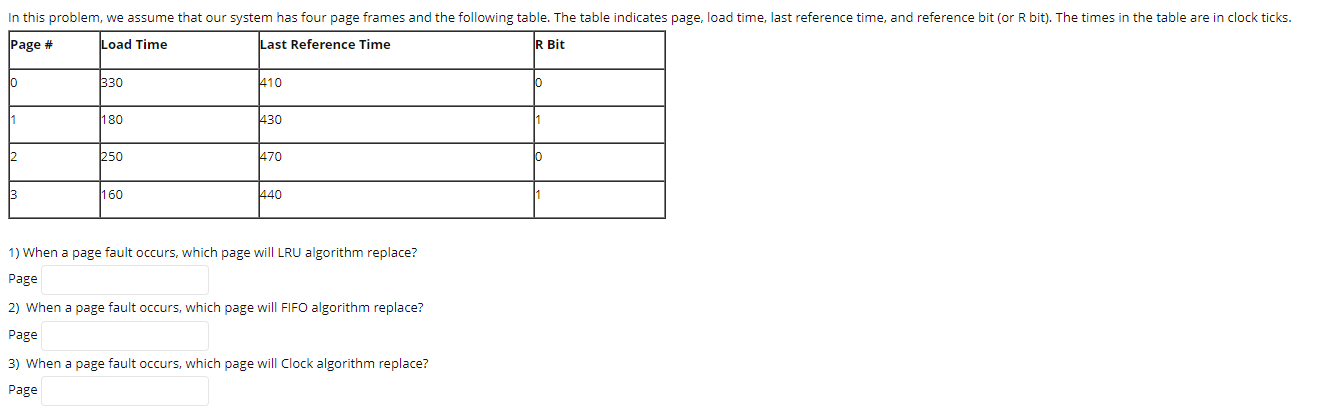 Solved 1) When a page fault occurs, which page will LRU | Chegg.com