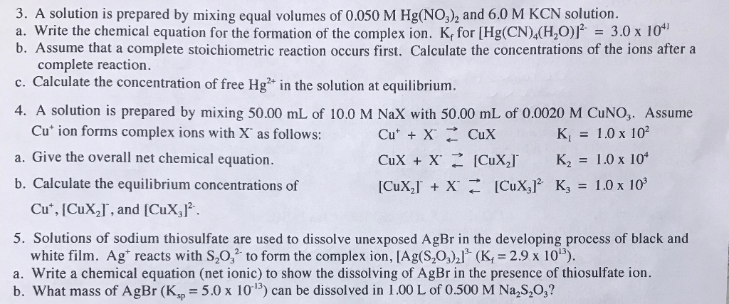 Solved 3. A solution is prepared by mixing equal volumes of | Chegg.com