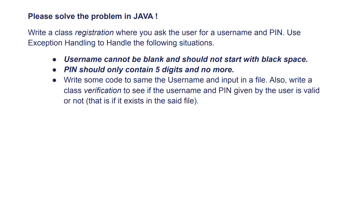 Solved Please solve the problem in JAVA ! Write a class | Chegg.com