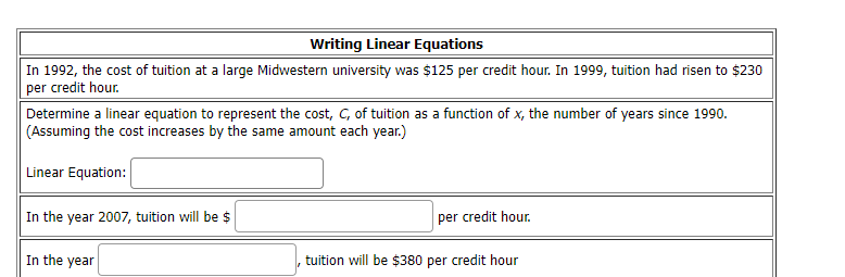 Solved Writing Linear Equations | Chegg.com