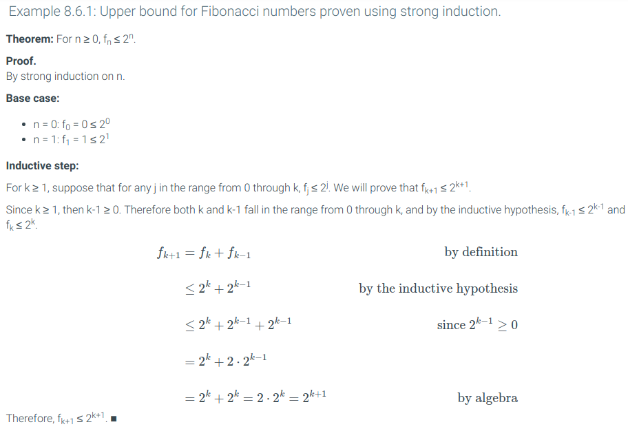 Solved Proof By Strong Induction Upper Bound Of Fibonnaci