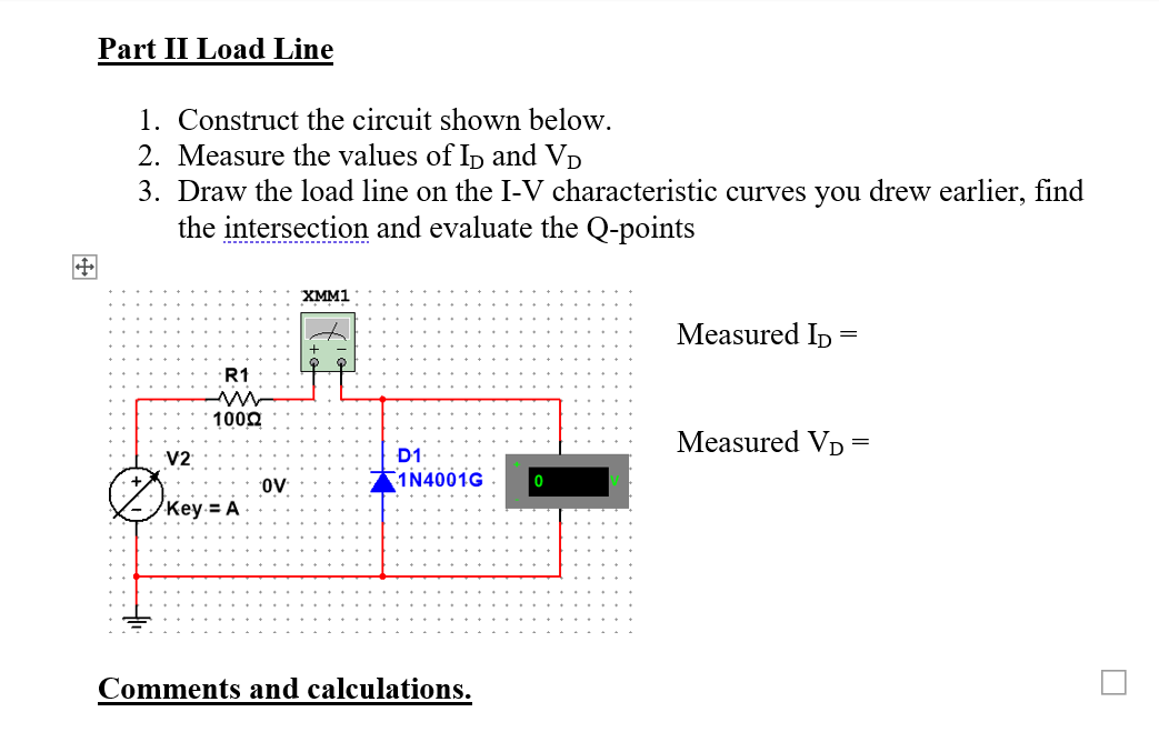 Solved Part II Load Line 1. Construct the circuit shown | Chegg.com