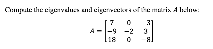 Solved Compute the eigenvalues and eigenvectors of the | Chegg.com