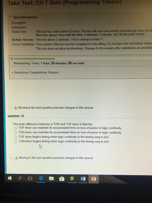 Solved the main difference between a ton and tof timer is | Chegg.com