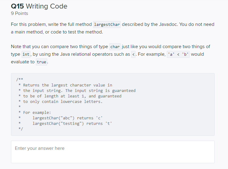 Solved Q15 Writing Code 9 Points For this problem, write the | Chegg.com