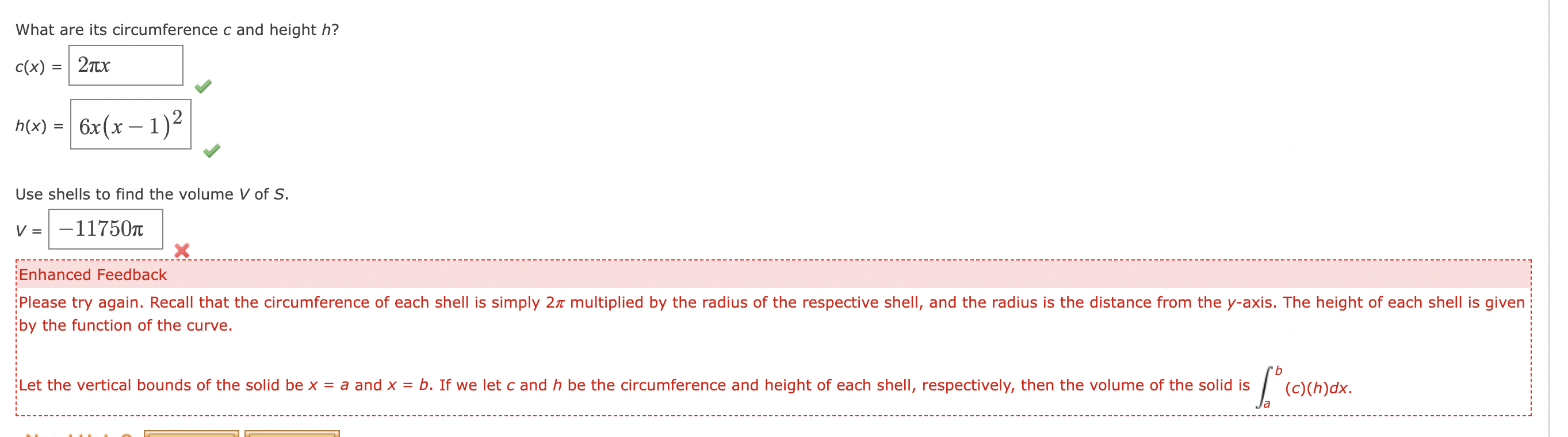 Solved i put 58752/5 ﻿pi but its wrong | Chegg.com