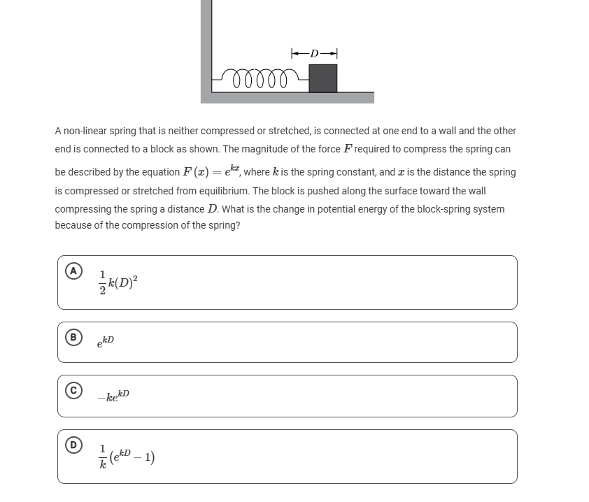 Solved A non-linear spring that is ﻿neither compressed or | Chegg.com