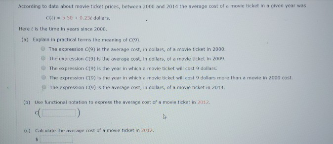 Solved According to data about movie ticket prices, between | Chegg.com