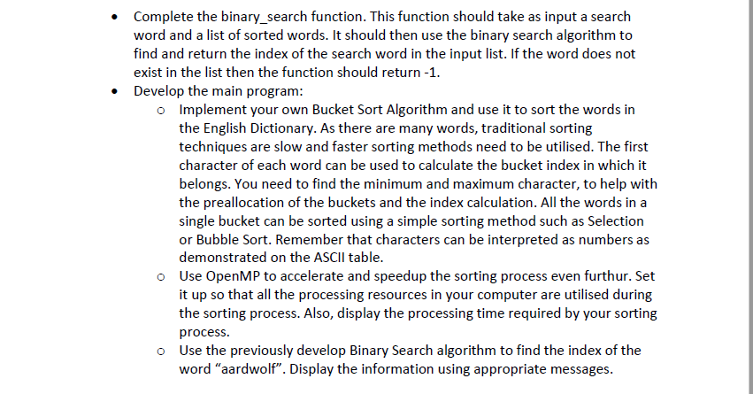 Solved Complete the binary_search function. This function | Chegg.com