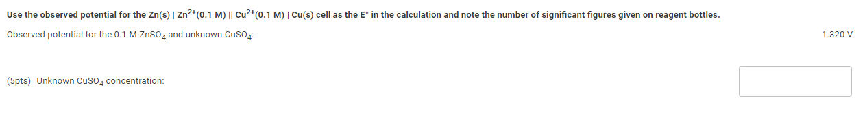 Solved Volatic Cell Data Collection 1.04 Observed potential | Chegg.com