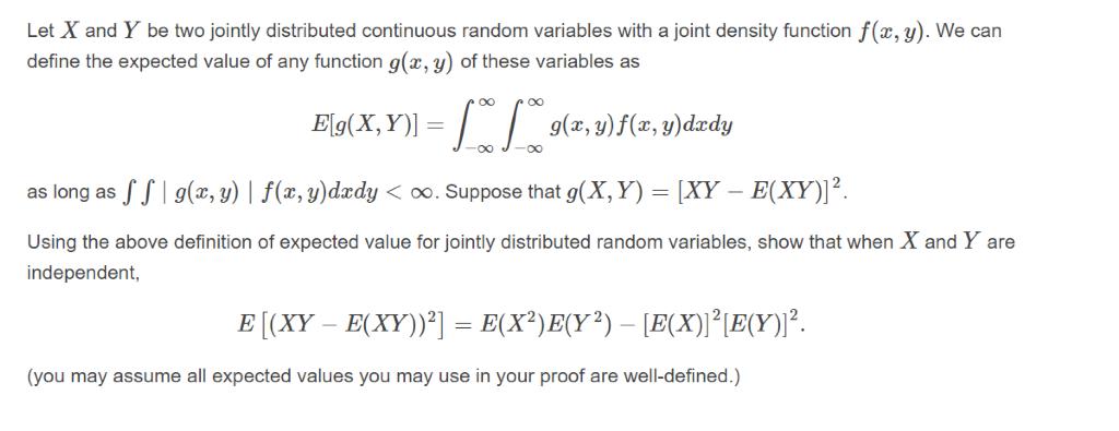 Solved Let X and Y be two jointly distributed continuous | Chegg.com