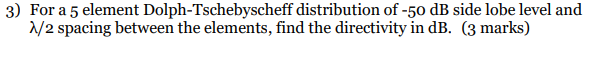 3) For a 5 element Dolph-Tschebyscheff distribution | Chegg.com