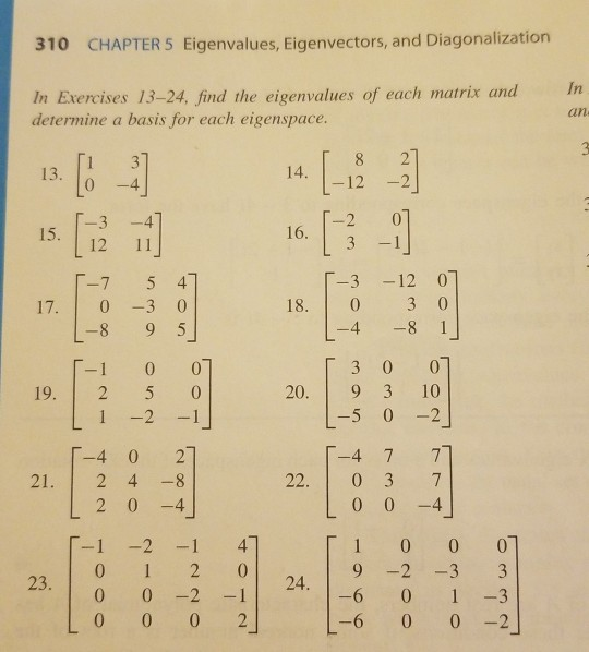 Solved 310 CHAPTER 5 Eigenvalues, Eigenvectors, and | Chegg.com