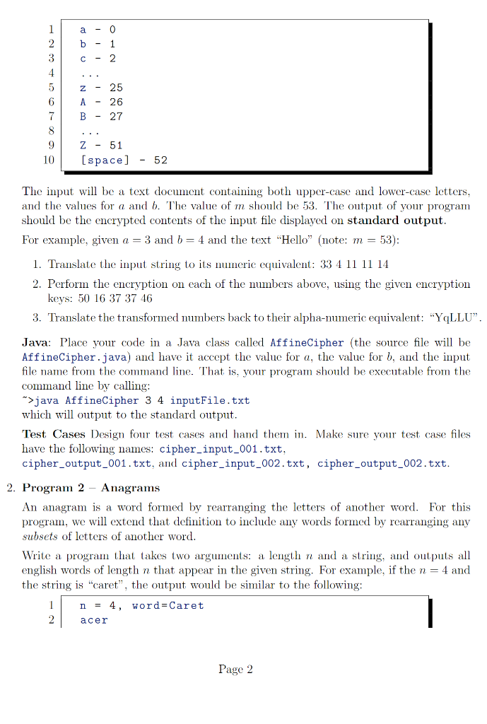 1. Program 1 - Affine Cipher A cipher is an algorithm | Chegg.com
