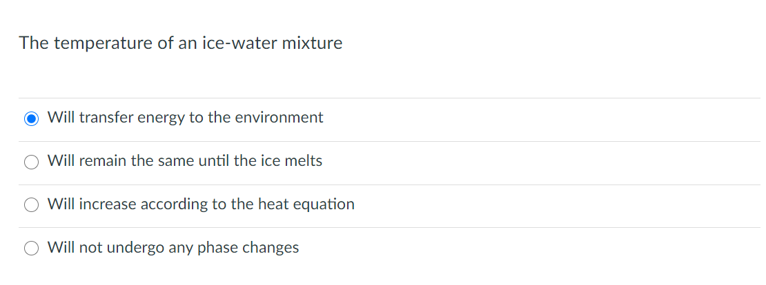 Solved The temperature of an ice-water mixture O Will | Chegg.com