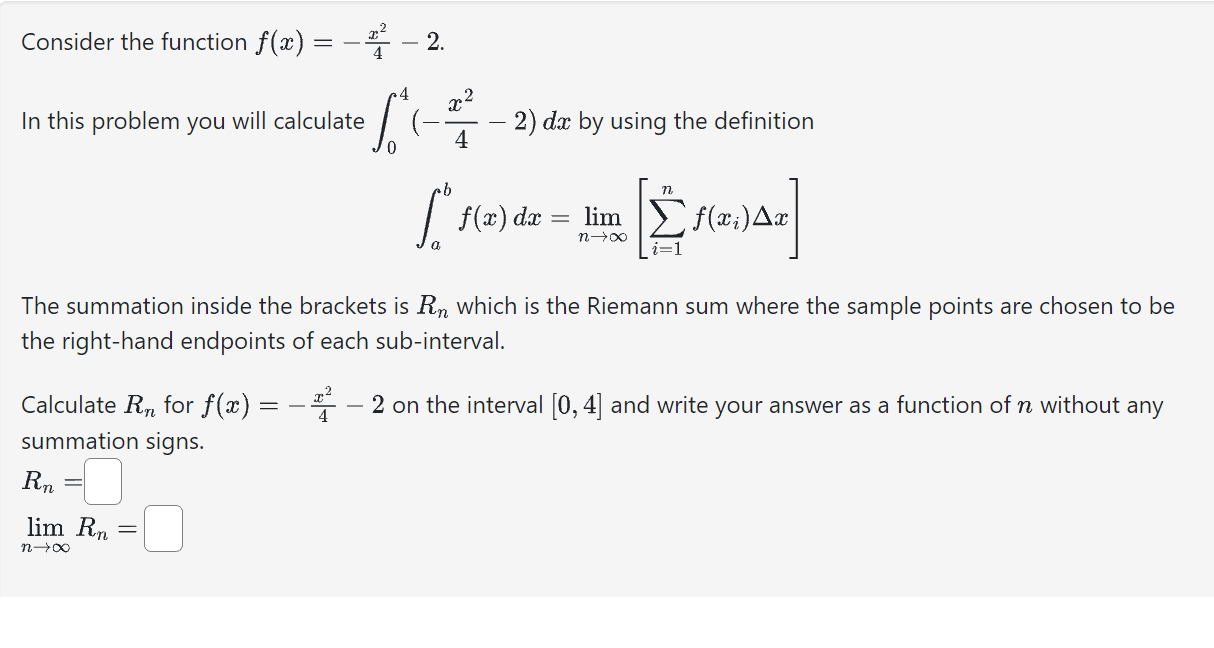 Solved Consider the function f(x)=−4x2−2. In this problem | Chegg.com