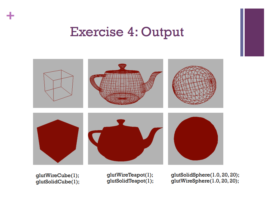 Solved Exercise 2: Output gluPerspective( 65, | Chegg.com