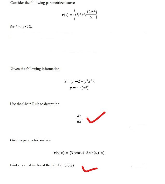 Solved Consider the following parametrized curve 12t2.51 rt) | Chegg.com