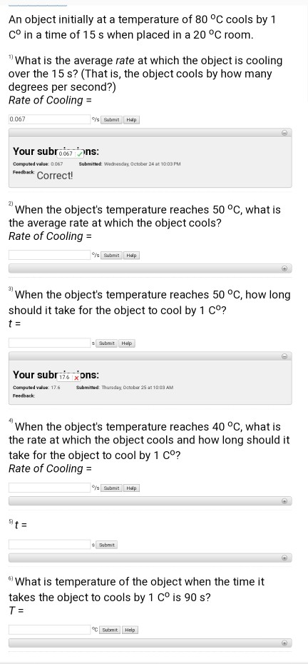 Solved An object initially at a temperature of 80 °C cools | Chegg.com