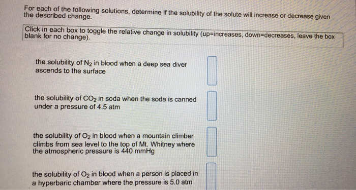 Solved For each of the following solutions, determine if the | Chegg.com