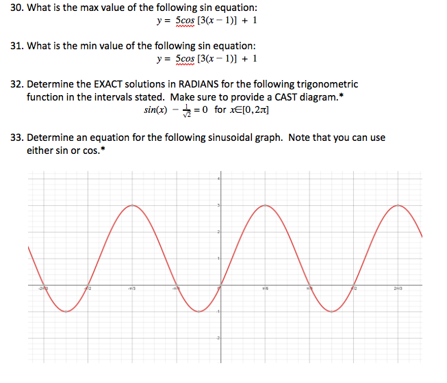 Solved 30. What is the max value of the following sin | Chegg.com
