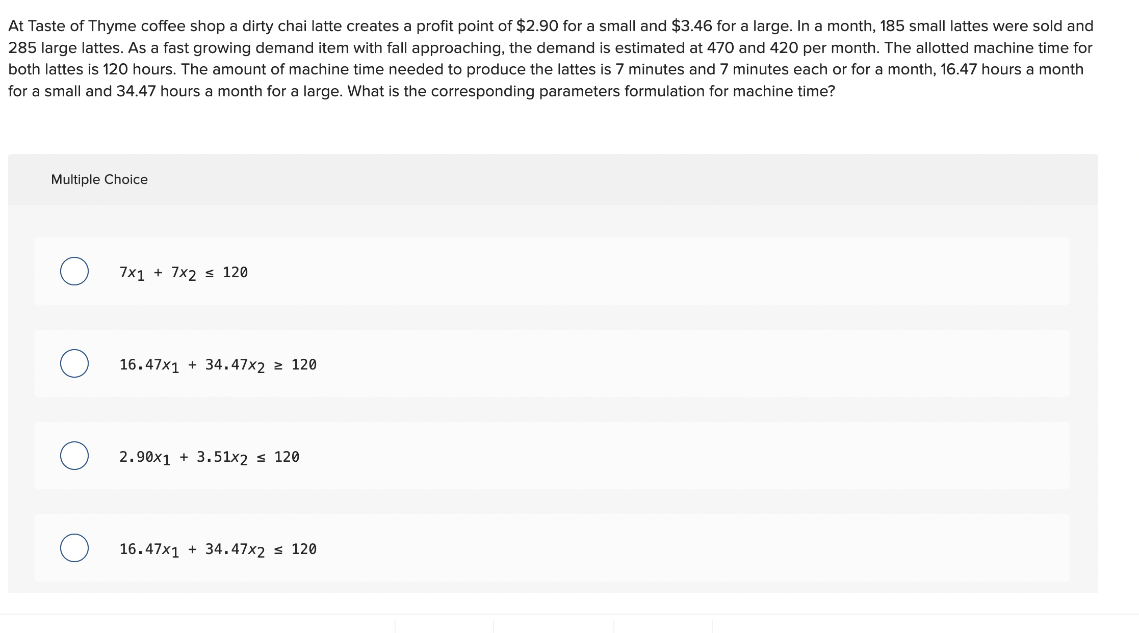 Solved At Taste of Thyme coffee shop a dirty chai latte | Chegg.com