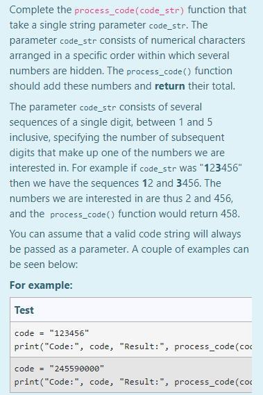 Solved Complete the process_code(code_str) function that | Chegg.com