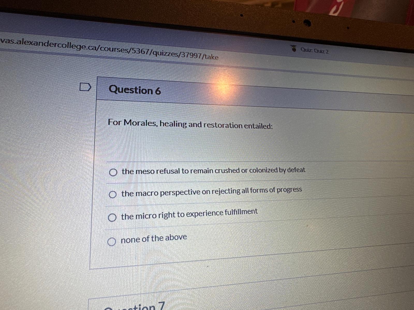 Solved Question 6For Morales, healing and restoration | Chegg.com