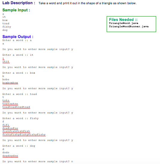 Solved Lab Description Take a word and print it out in the | Chegg.com