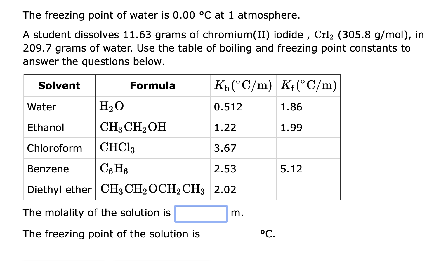 Solved The boiling point of water is 100.0∘C at 1 | Chegg.com