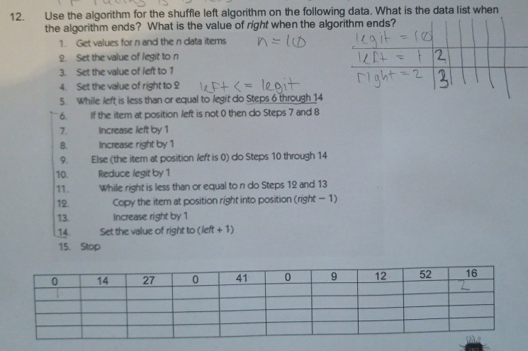 Solved Use the algorithm for the shuffle left algorithm on | Chegg.com