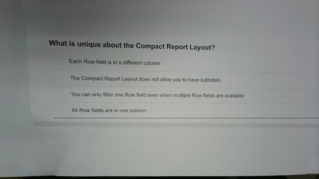 Solved What is unique about the Compact Report Layout? Each | Chegg.com
