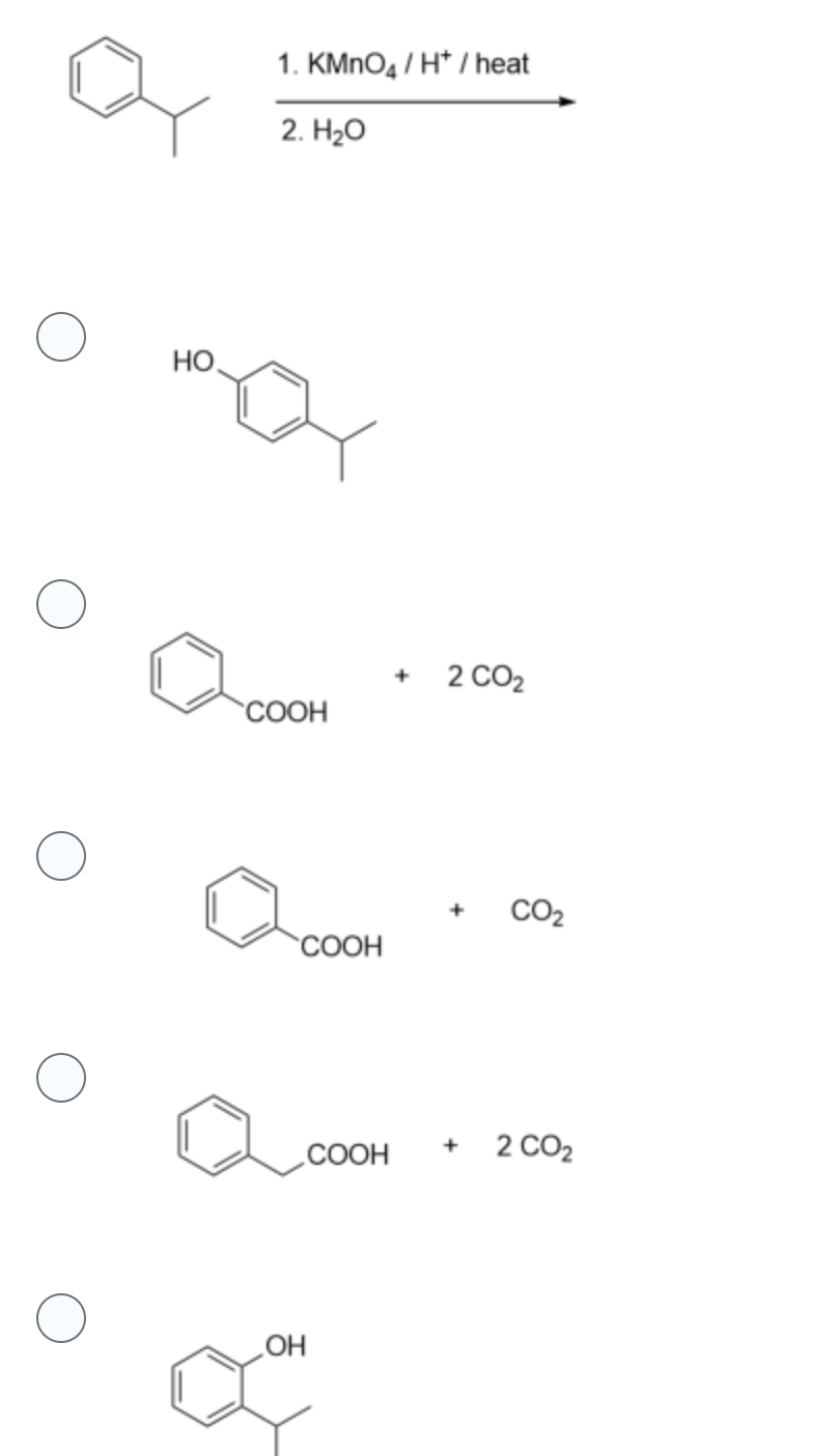 Solved H2O 1. KMnO4/H+/heat | Chegg.com