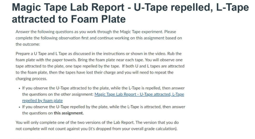 Solved Magic Tape Lab Report - U-Tape repelled, L-Tape | Chegg.com