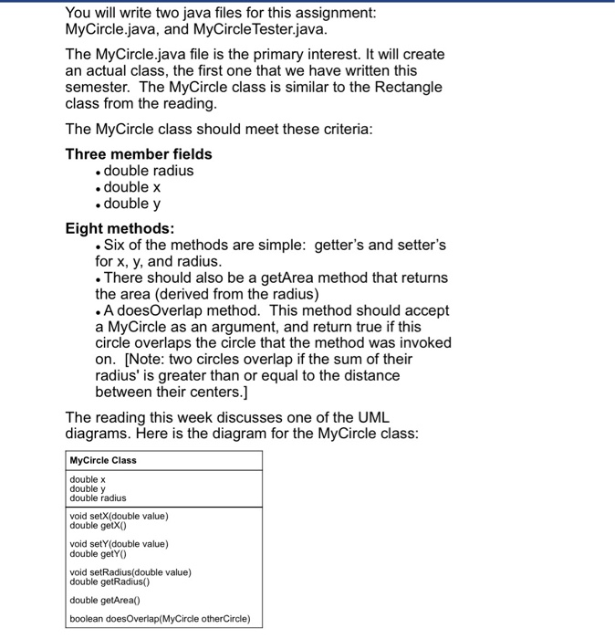 Solved You will write two java files for this assignment: | Chegg.com