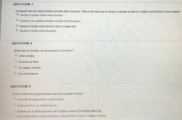 Solved QUESTION 3 A program has the main0 function and two | Chegg.com