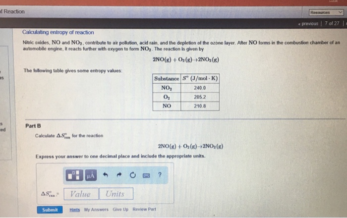 Solved Part A Predict the sign of the entropy change, AS for | Chegg.com