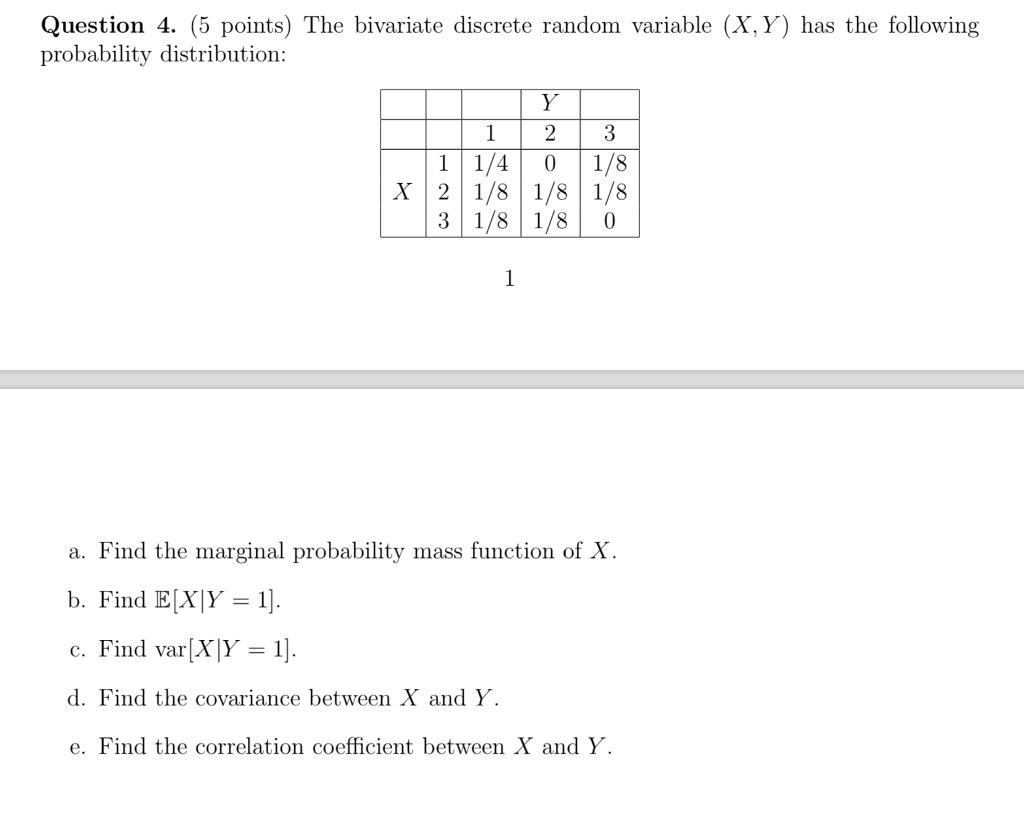 Solved Question 4. (5 points) The bivariate discrete random | Chegg.com