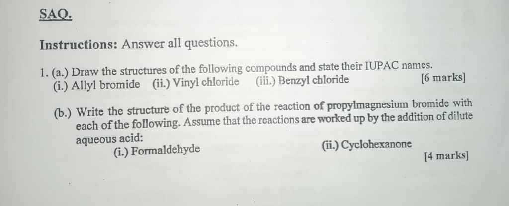 Solved SAQ. Instructions: Answer all questions. 1. (a.) Draw | Chegg.com