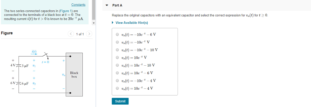 Solved Constants Part A The two series-connected capacitors | Chegg.com