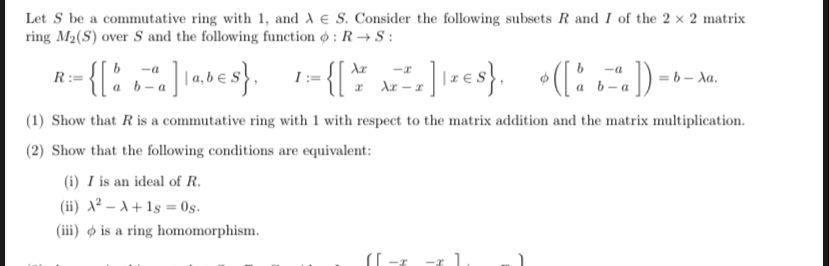 Solved Let S be a commutative ring with 1 , and λ∈S. | Chegg.com