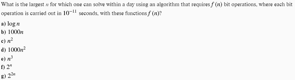 Solved What is the largest n for which one can solve within | Chegg.com