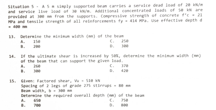Solved A 5 ﻿m ﻿simply supported beam carries a service dead | Chegg.com