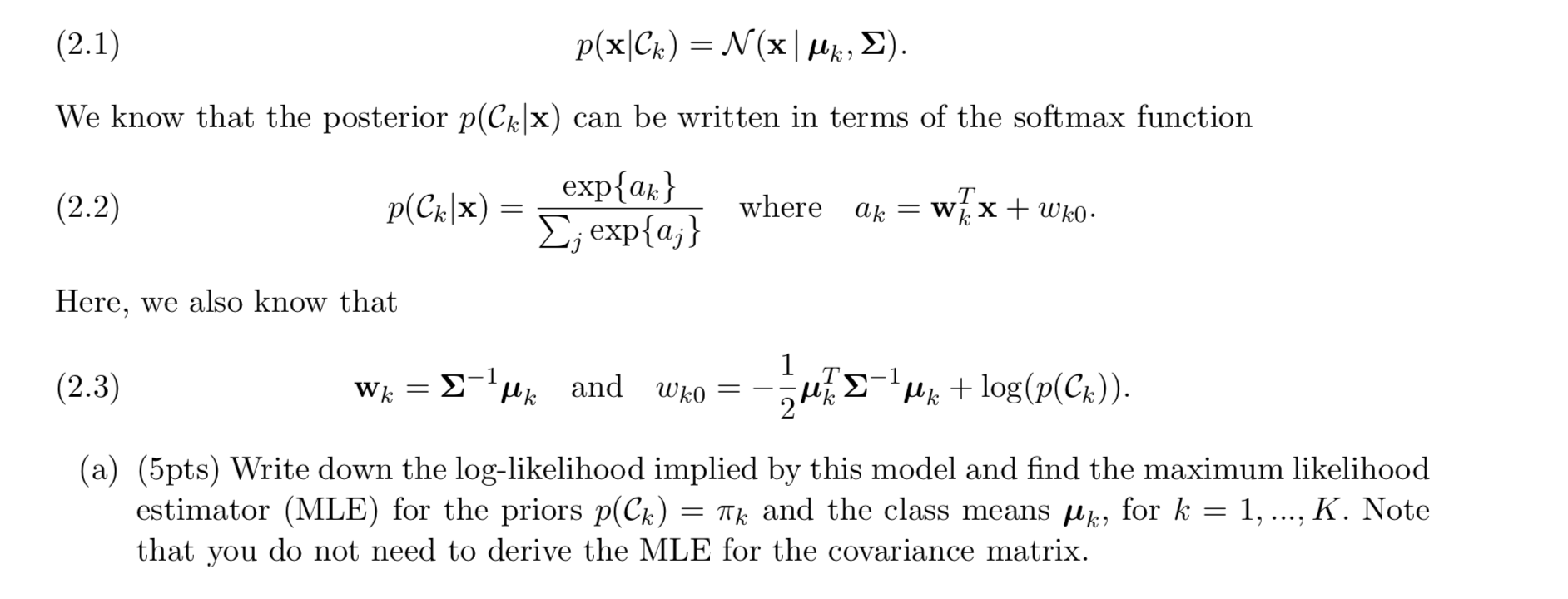 Machine Learning MLE Assuming that the data | Chegg.com