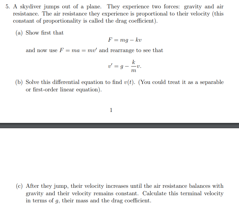 Solved A skydiver jumps out of a plane. They experience two | Chegg.com