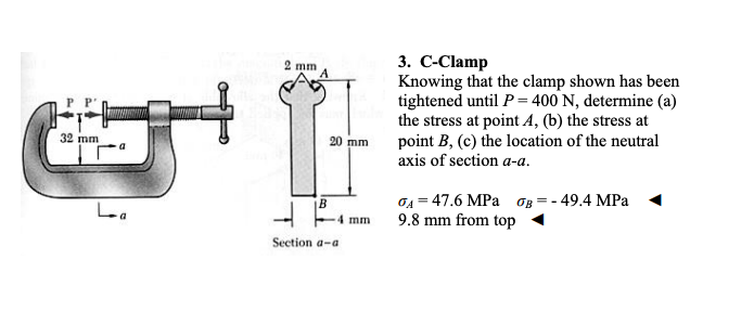 Solved 2 mm 3. C-Clamp Knowing that the clamp shown has been | Chegg.com