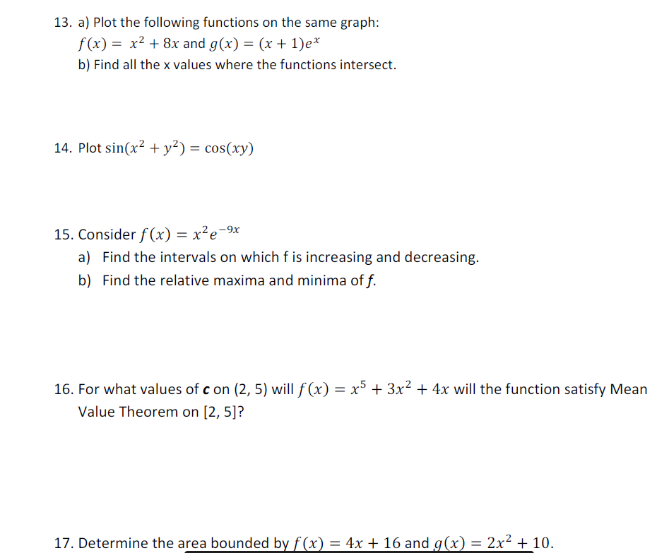 Solved 13. a) Plot the following functions on the same | Chegg.com