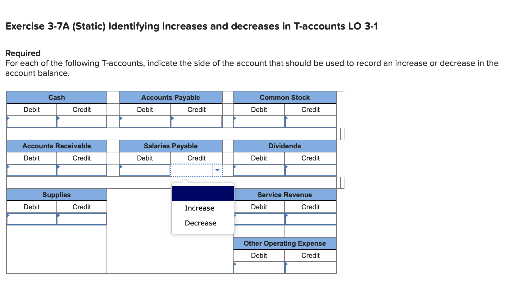 Solved Exercise 3-5A (Static) Debit/credit terminology LO | Chegg.com