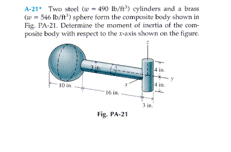 Solved A-21* Two steel (w = 490 lb/ft”) cylinders and a | Chegg.com